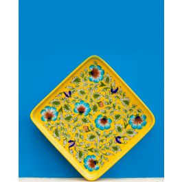 Buy Blue Pottery Platters Online In India | Yellow Color Tray Online ...